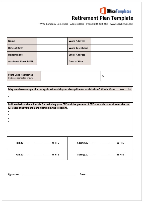 Retirement Plan Templates Office Templates Retirement Plan Templates Office Templates