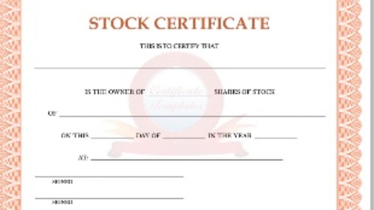 Blank Share Certificate Template Free